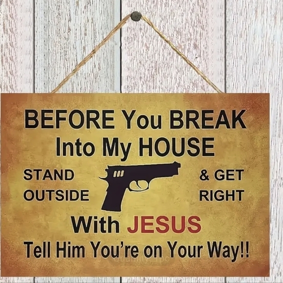 unbranded | Accents | New Pc Gun Sign Warning Wooden Sign Before You ...